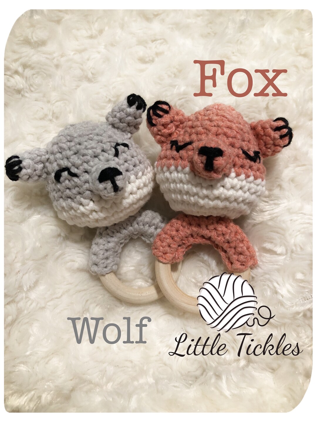 Crochet WOLF Rattle, Knitted Animal Rattle, Wolf Baby Rattle, Teething ...