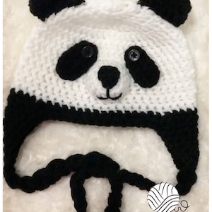 PANDA Crochet Hat, PANDA Bear Beanie, White and Black Newborn Hat, Toddler Beanie, Newborn Photo ...