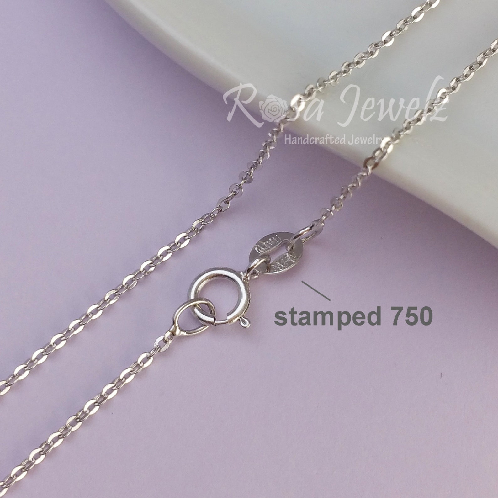 Solid Real 18k Italy White Gold Chain for Pendant 18inches - Etsy