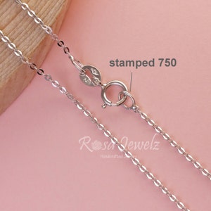 Solid Real 18k Italy White Gold Chain for Pendant, 18inches 46cm Solid ...