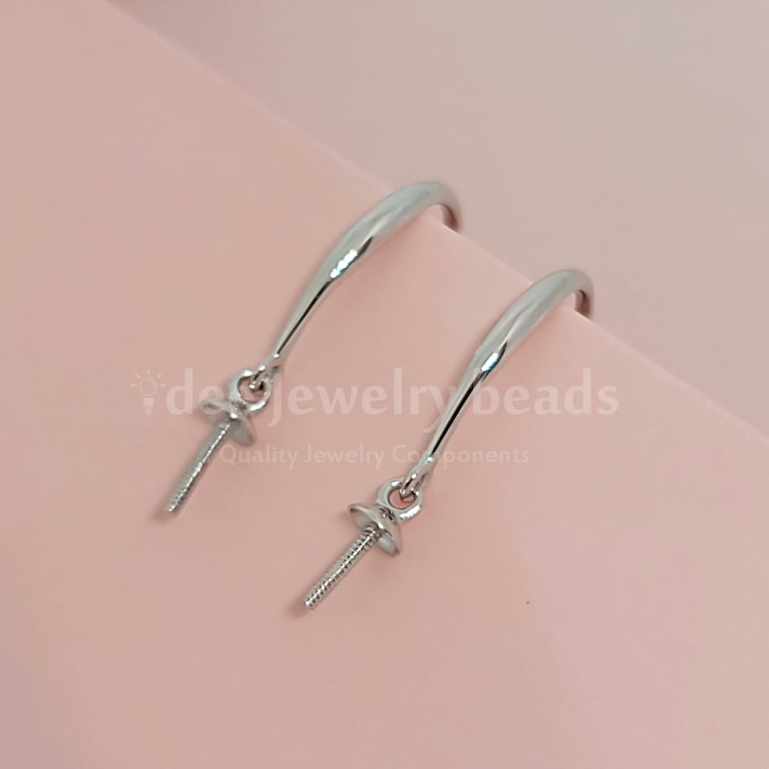 18k Solid White Gold Ear Hook Close Ring With 3mm Cup Peg Earrings ...