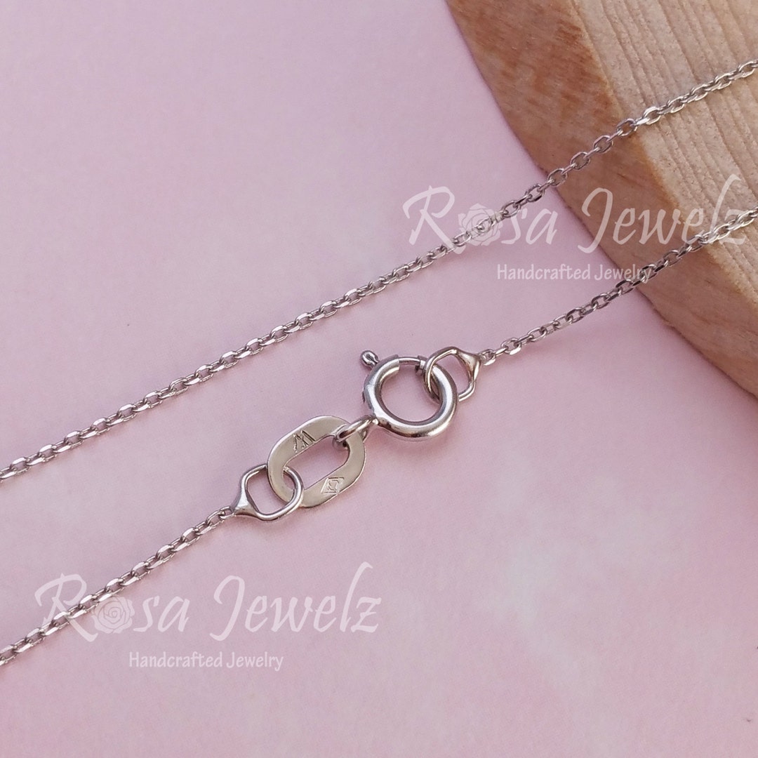 Solid Real 18k Italy White Gold Chain for Pendant, 18inches 45.5cm ...