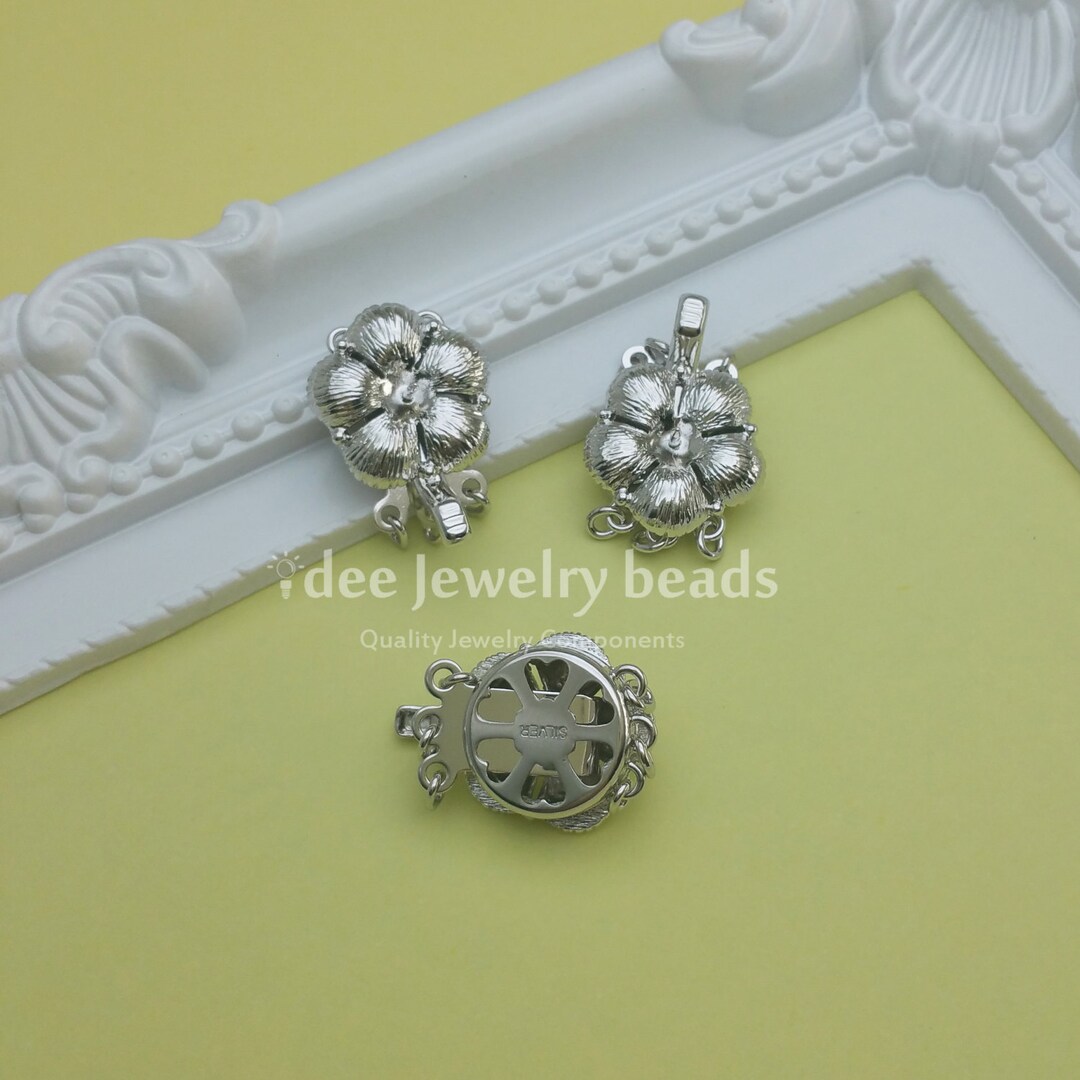 12mm 3row Silver Flower Floral Clasp, Diy Silver Clasp, Fine Quality ...