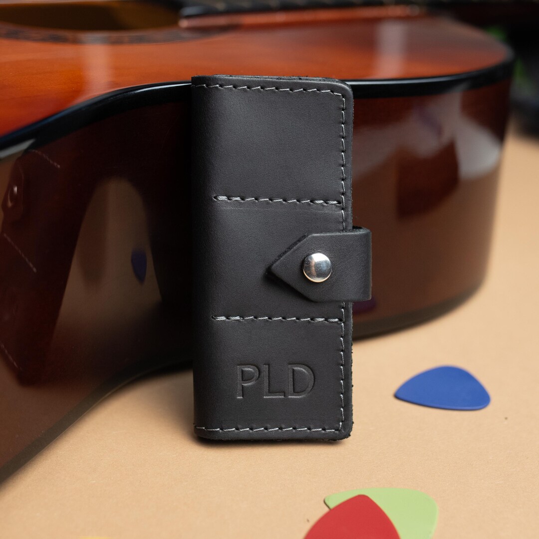 Personalized Guitar Pick Pouch, Custom Leather Pick Holder, Handmade ...