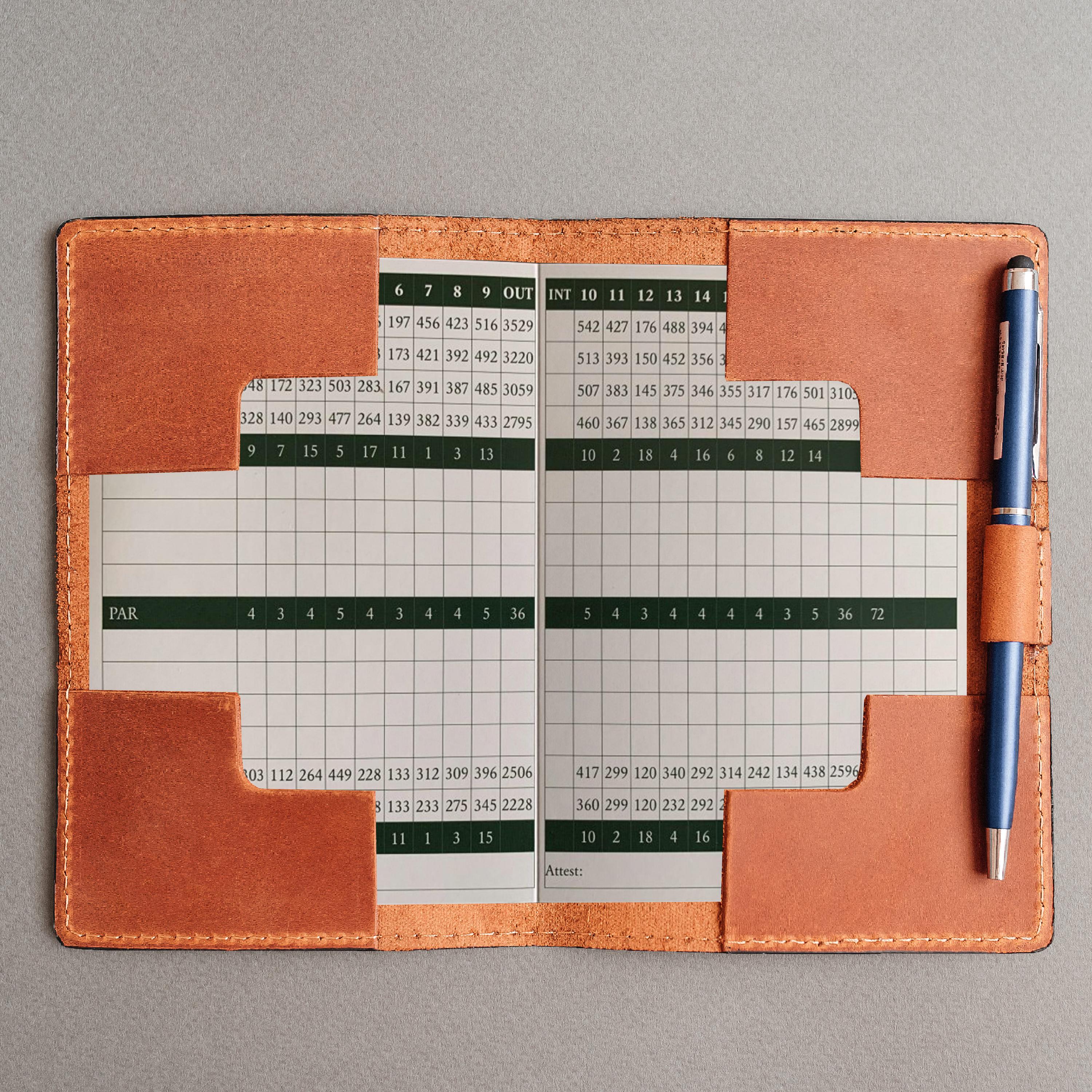 Custom Leather Golf Scorecard Holder – Personalized Yardage Book Cover ...