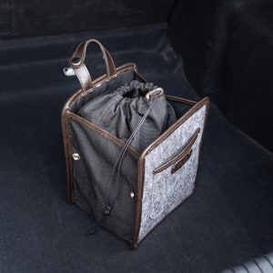 Customizable Leather-textile Car Trash Bag, Personalized Car Organizer ...