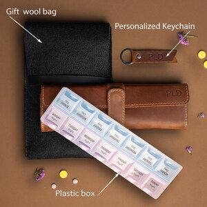 Custom Leather Medicine Wallet, Weekly Pill Holder, Travel Pill Case ...