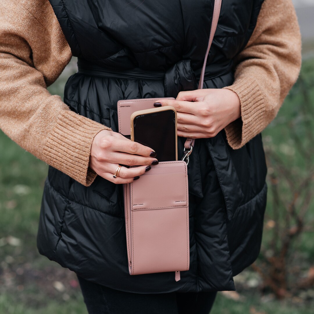 Customizable Leather Crossbody Phone Bag Stylish Phone Wallet With ...