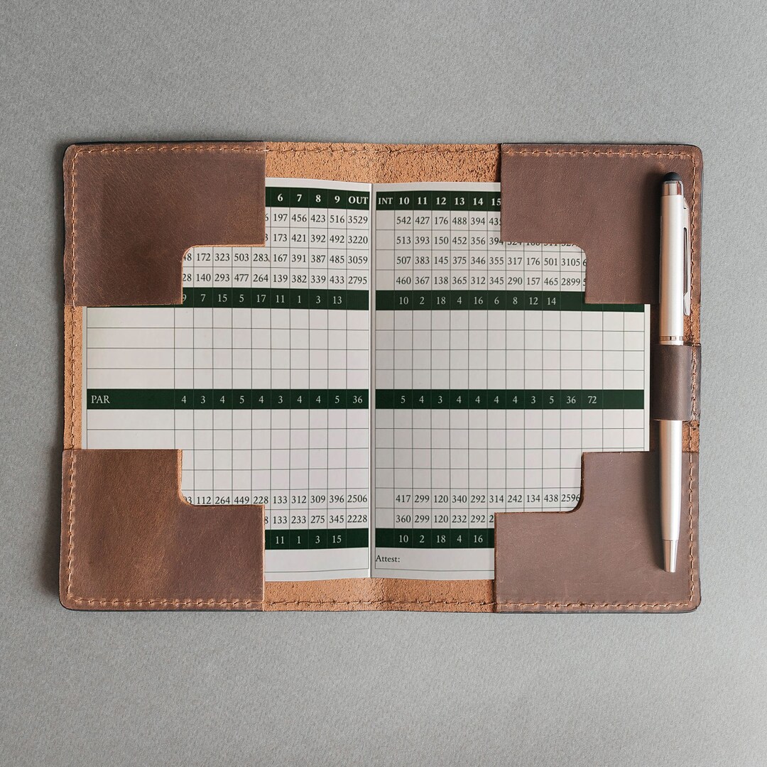 Custom Leather Golf Scorecard Holder - Handcrafted Yardage Book Cover ...
