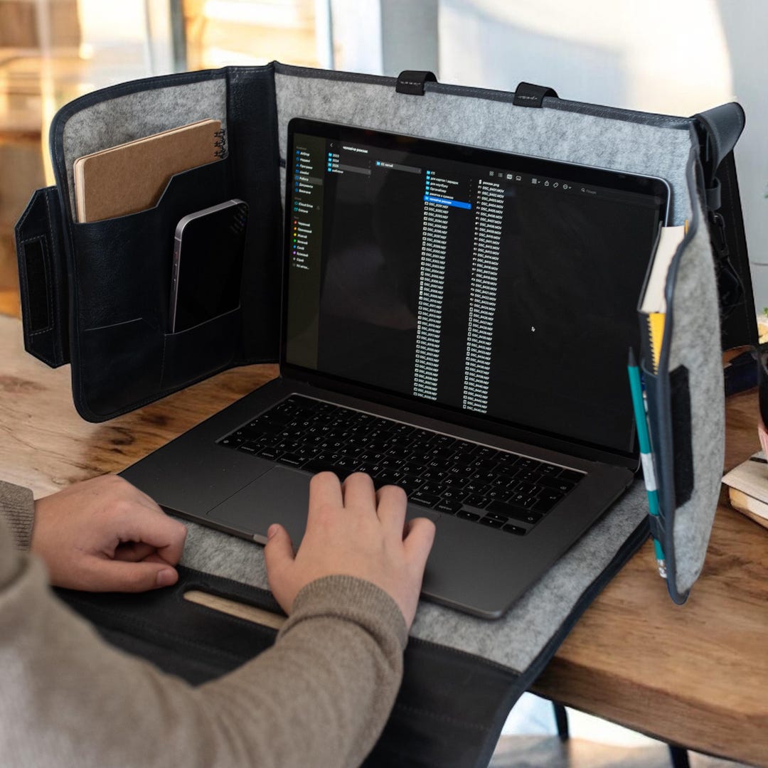 Transforming Leather Laptop Bag & Desktop Organizer – 2-in-1 Portable ...