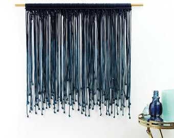 NAVY BLUE Wall Art Macrame Wall Hanging Wall Hanging Woven | Etsy