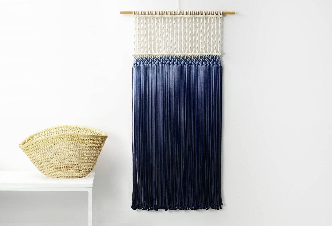 NAVY BLUE Decor Macrame Wall Hanging Ombre Macrame Navy - Etsy Canada
