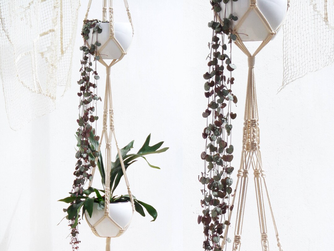 DOUBLE Macrame Plant Hanger, Macrame Plant Hanger, Modern Plant Hanger ...