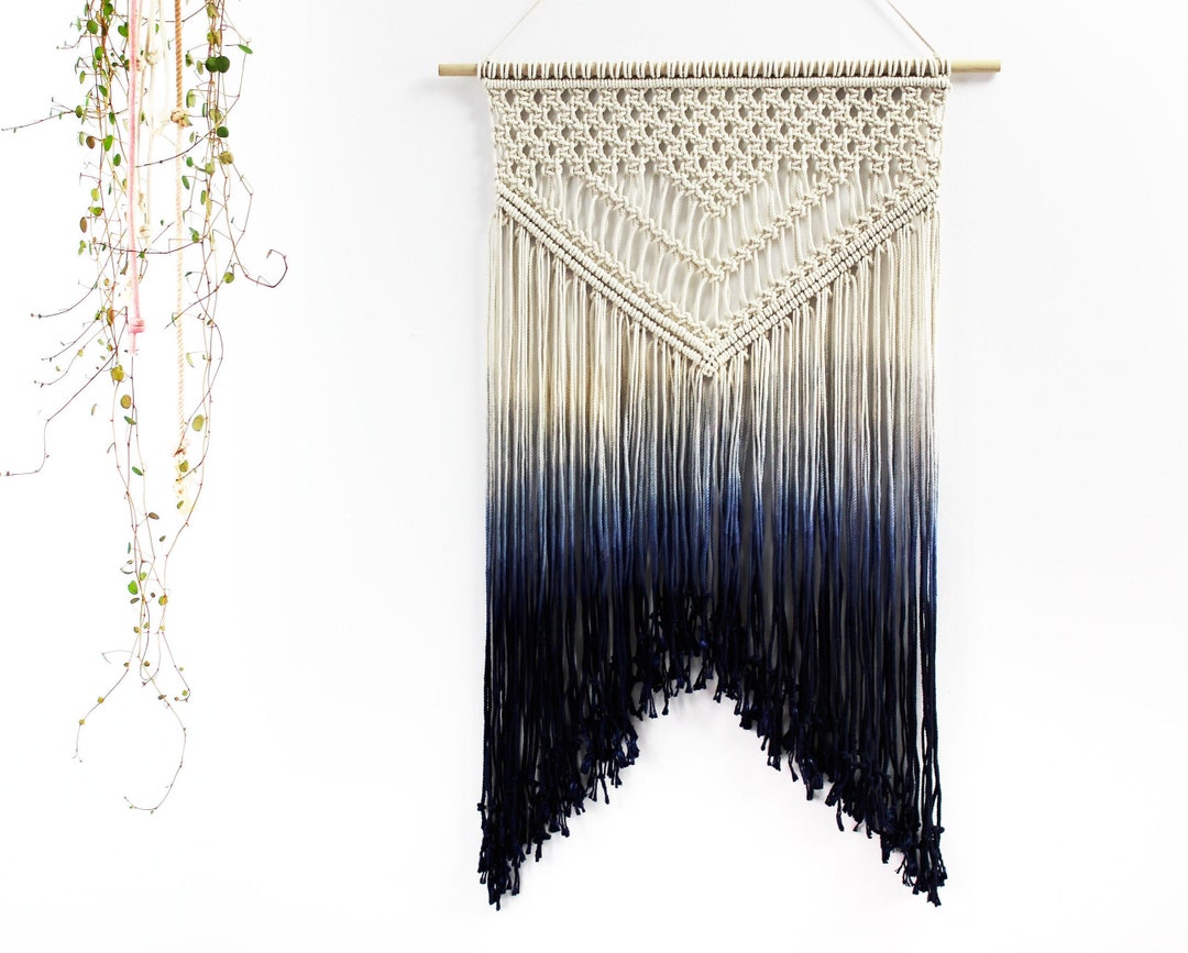 NAVY BLUE Wall Art, Macrame Wall Hanging, Wall Hanging, Woven Wall ...