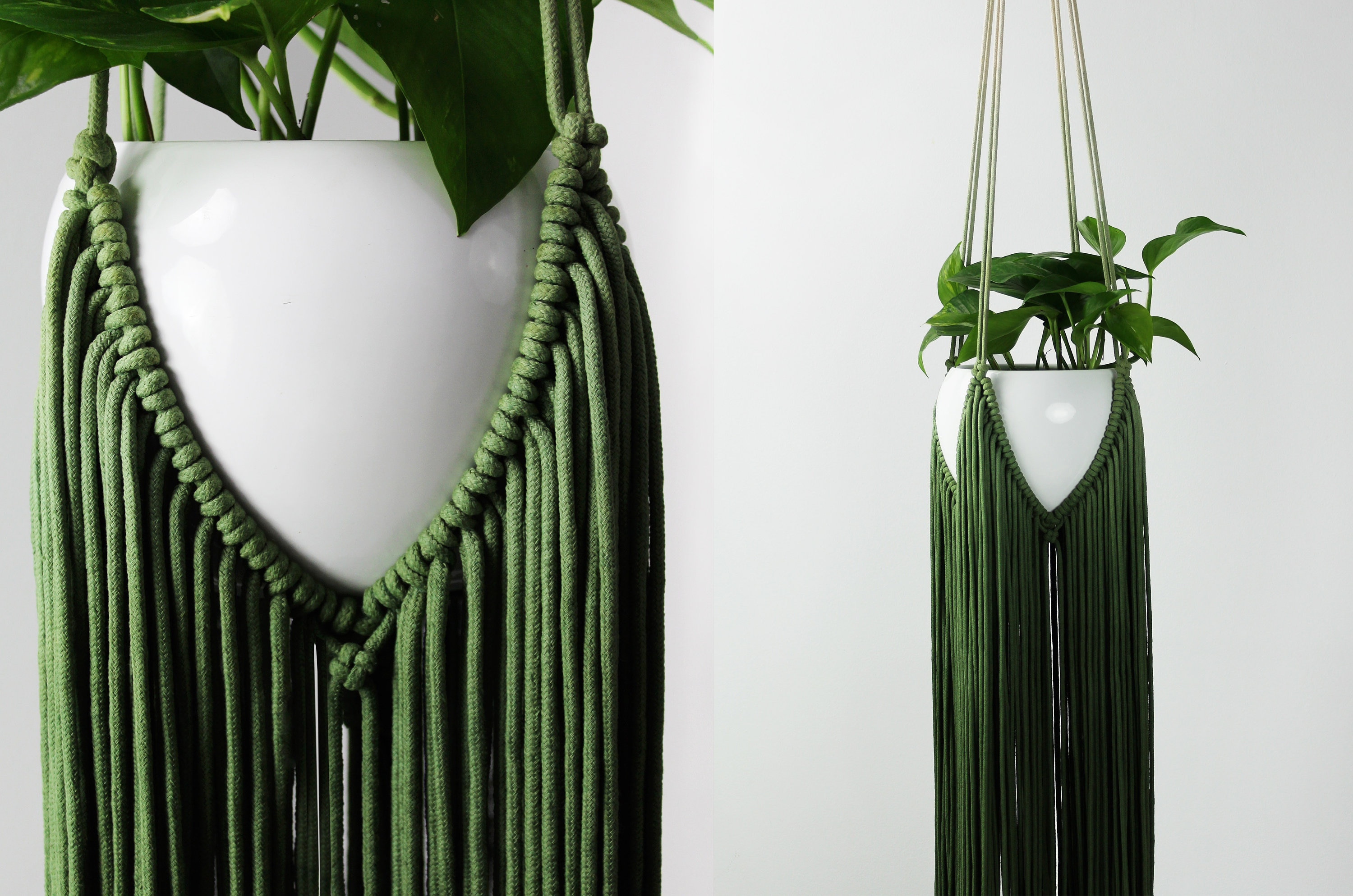 GREEN Macrame Macrame Plant Hanger Green Macrame Wall - Etsy UK