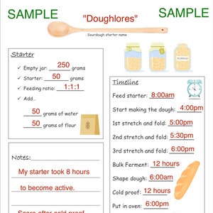 Sourdough Starter Bread Baking Timeline Organizer - Etsy