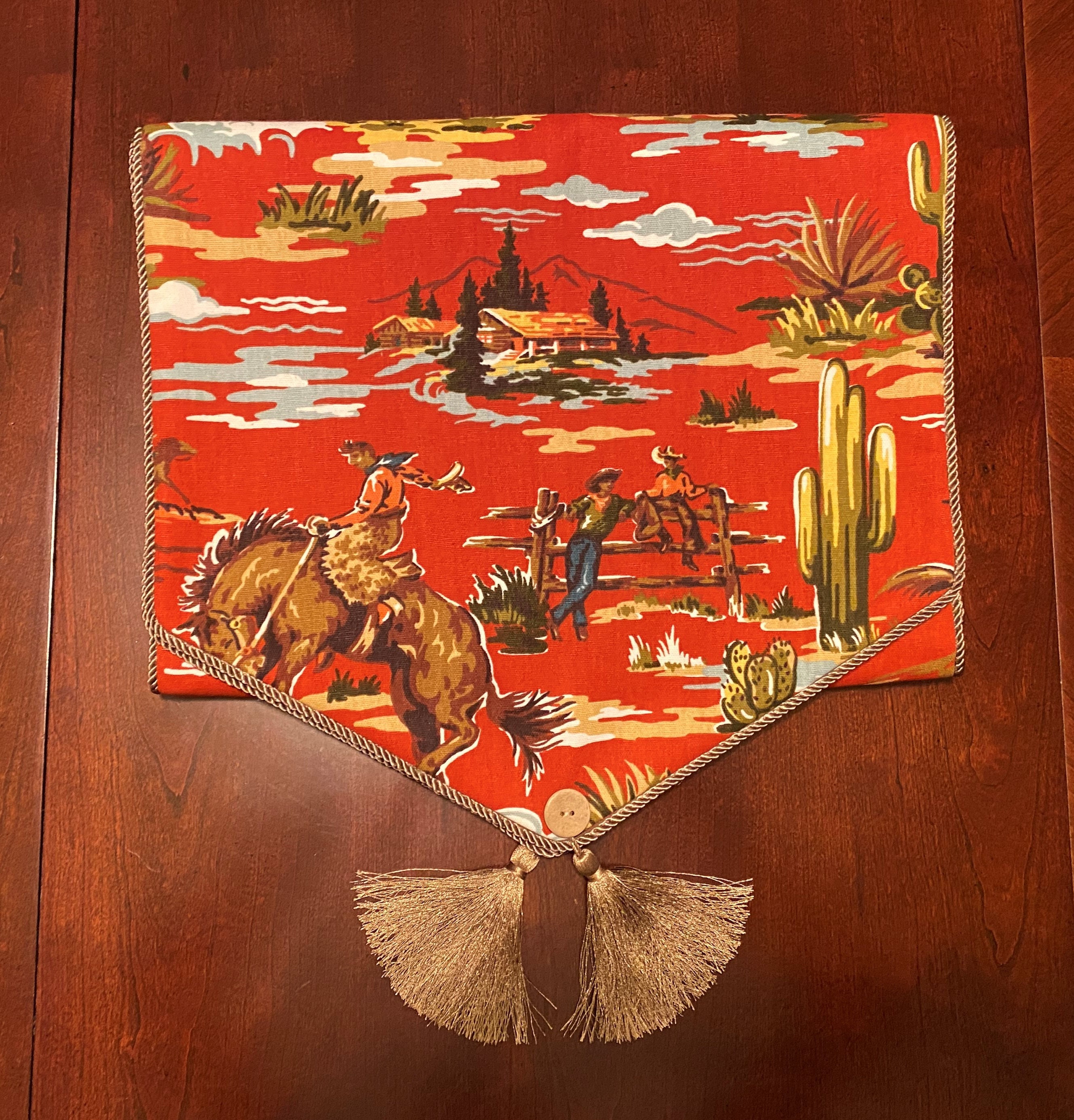 The Western Range Red Cowboy Cowboys Table Runner 78 Inches | Etsy