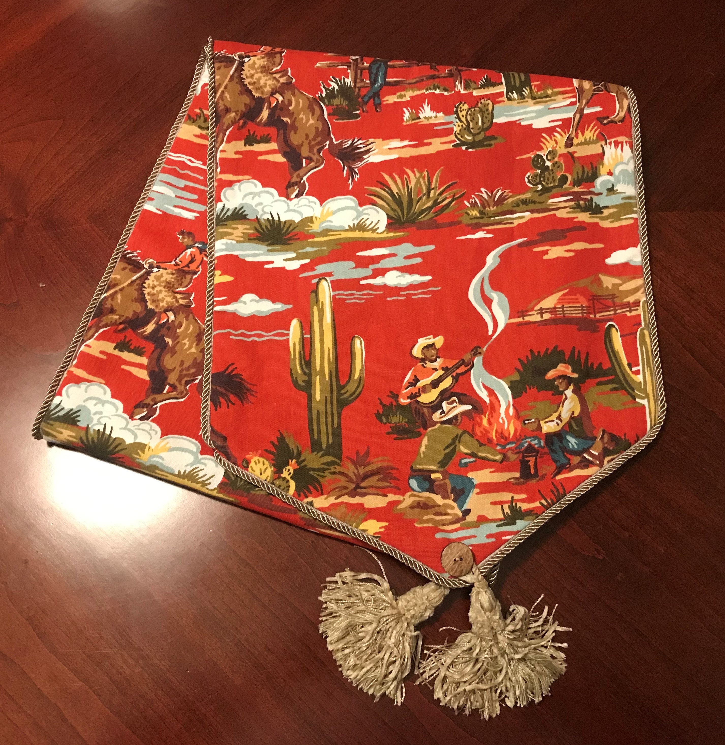 The Western Range Red Cowboy Cowboys Table Runner 80 inches | Etsy