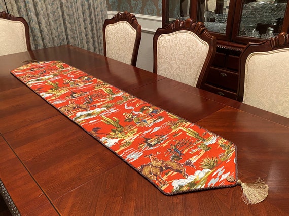 The Western Range Red Cowboy Cowboys Table Runner 78 Inches | Etsy