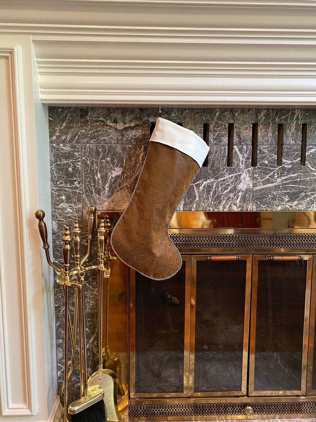 Handmade Western Tooled Faux Leather Christmas Stocking Made in USA ...