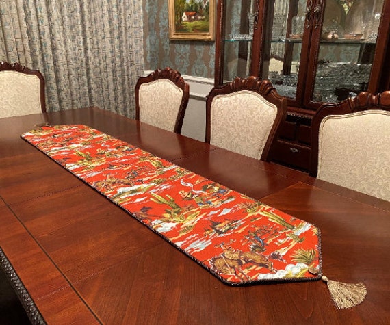 The Western Range Red Cowboy Cowboys Table Runner 80 Inches - Etsy