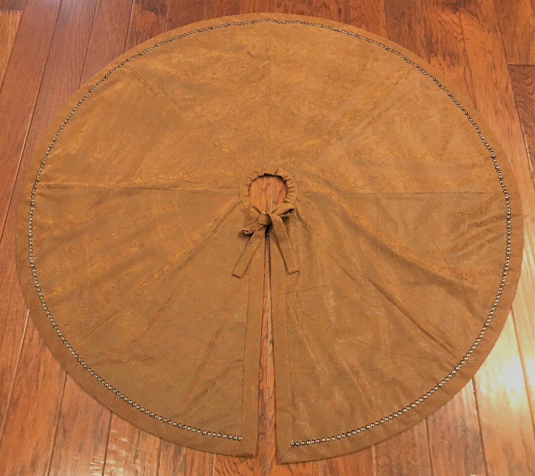 Handmade Tooled Faux Leather Christmas Tree Skirt Western Cowgirl ...