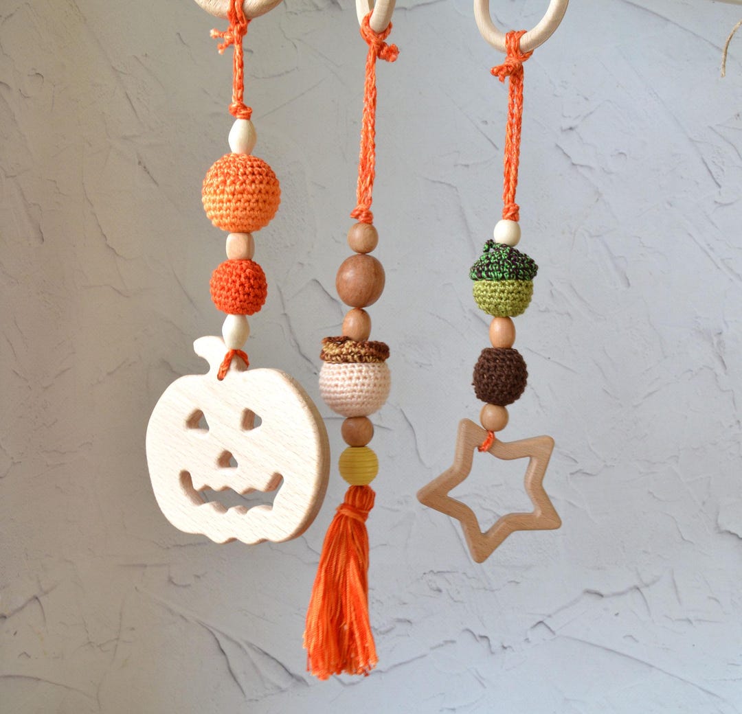 Halloween Baby Gym Toys: Crochet Acorns, Jack'o'lantern Set - Etsy