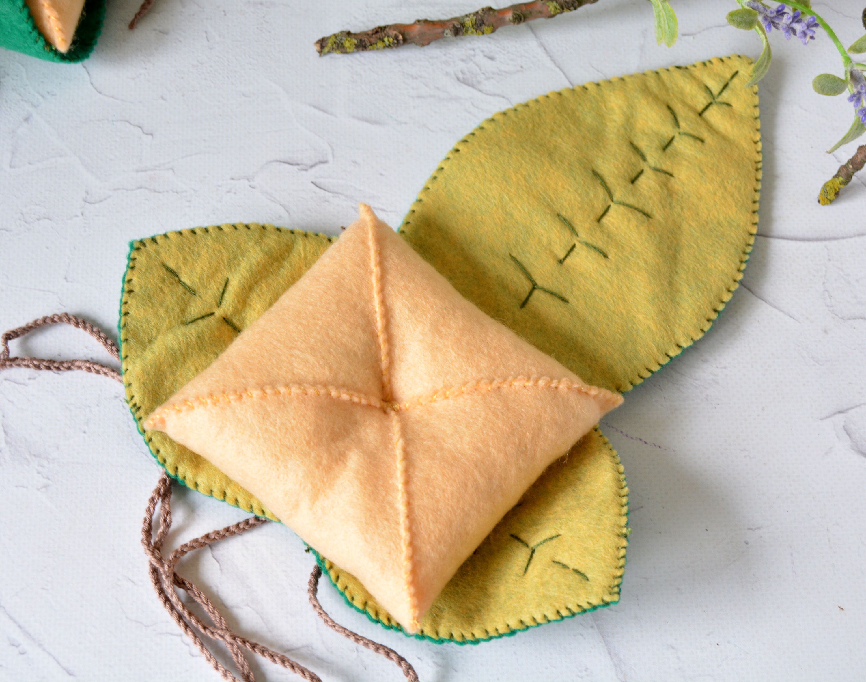 Felt Bread in Leaf Envelope Elvish Bread Handmade Fantasy - Etsy