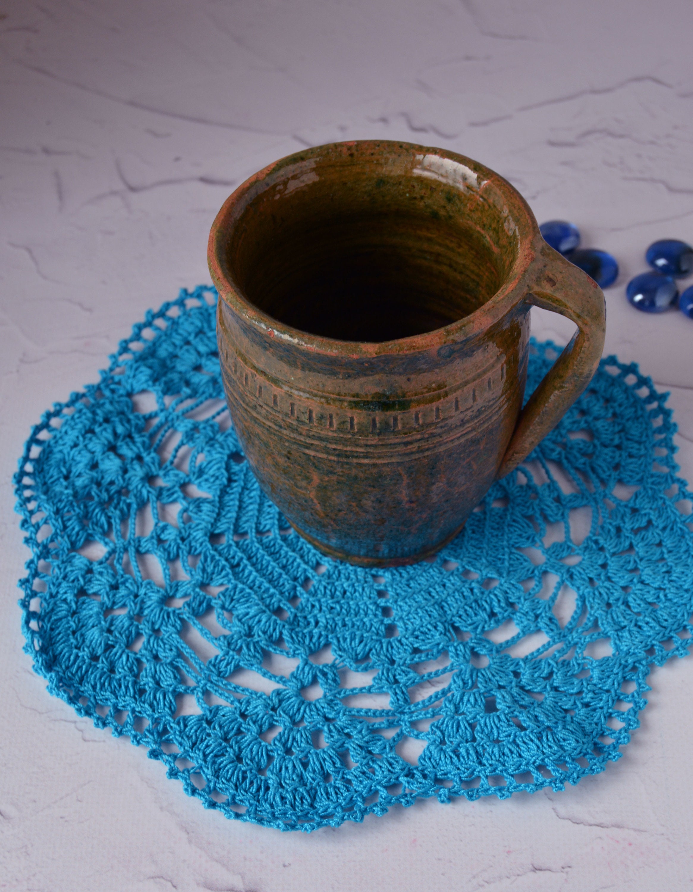 Rustic Coffee Table Crochet Doily 9 Inches Handmade Round - Etsy