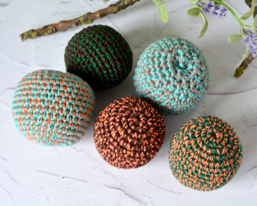 Handmade crochet stress balls set of 5, Knitted play balls, Stress ...