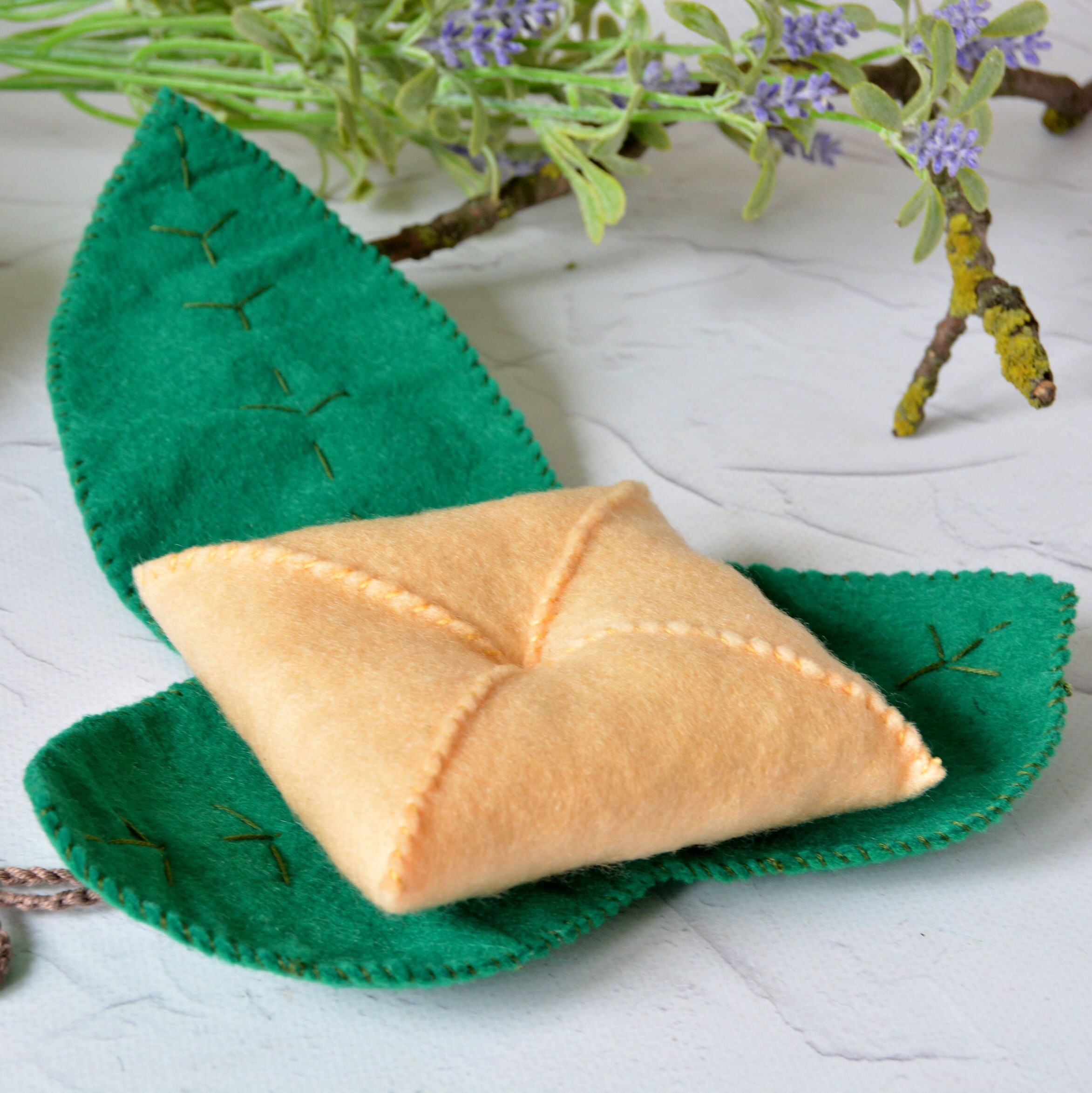 Felt Bread in Leaf Envelope Elvish Bread Handmade Fantasy - Etsy