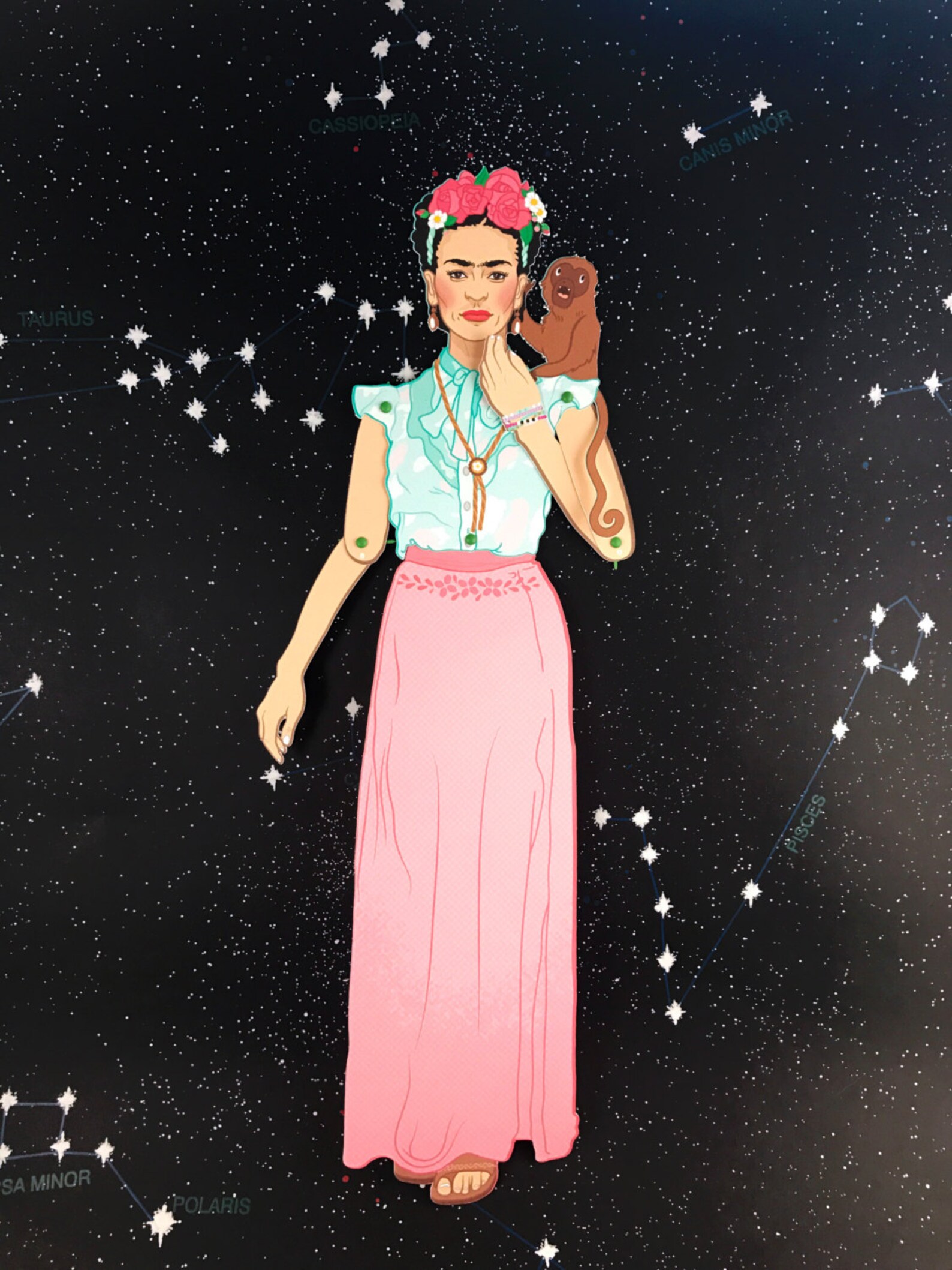 Frida Kahlo // Articulated Paper Doll Kit - Etsy