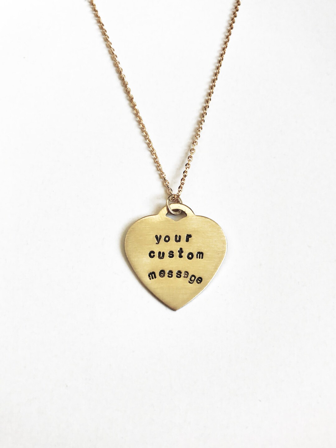 Custom Stamped Heart // Hand-stamped Brass Necklace - Etsy