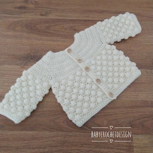 Bobbles Baby Jacket Crochet Pattern in Sizes Newborn, 0-3, 3-6, 6-12 ...
