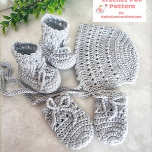 Elegant Baby Bonnet Set Crochet Pattern PDF Digital Download - Etsy