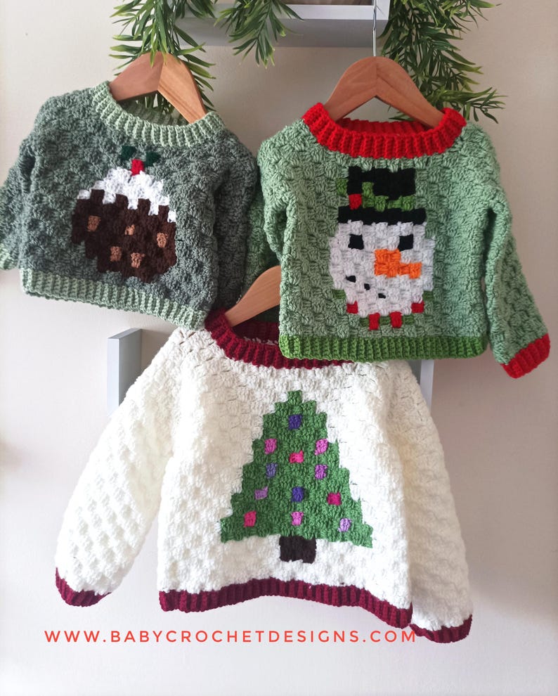 C2C Jumper Christmas 3 in 1 Crochet Pattern Sizes 0-3 Months to 5XL ...