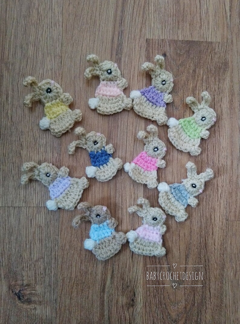 Bunny Applique Crochet Pattern in 3 Sizes Digital Download PDF - Etsy