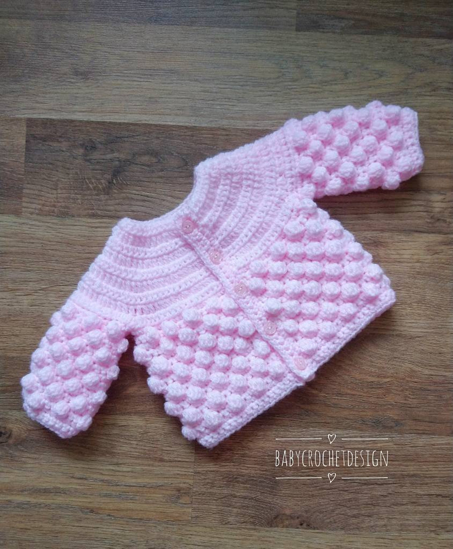 Bobbles Baby Jacket Crochet Pattern in Sizes Newborn, 0-3, 3-6, 6-12 ...