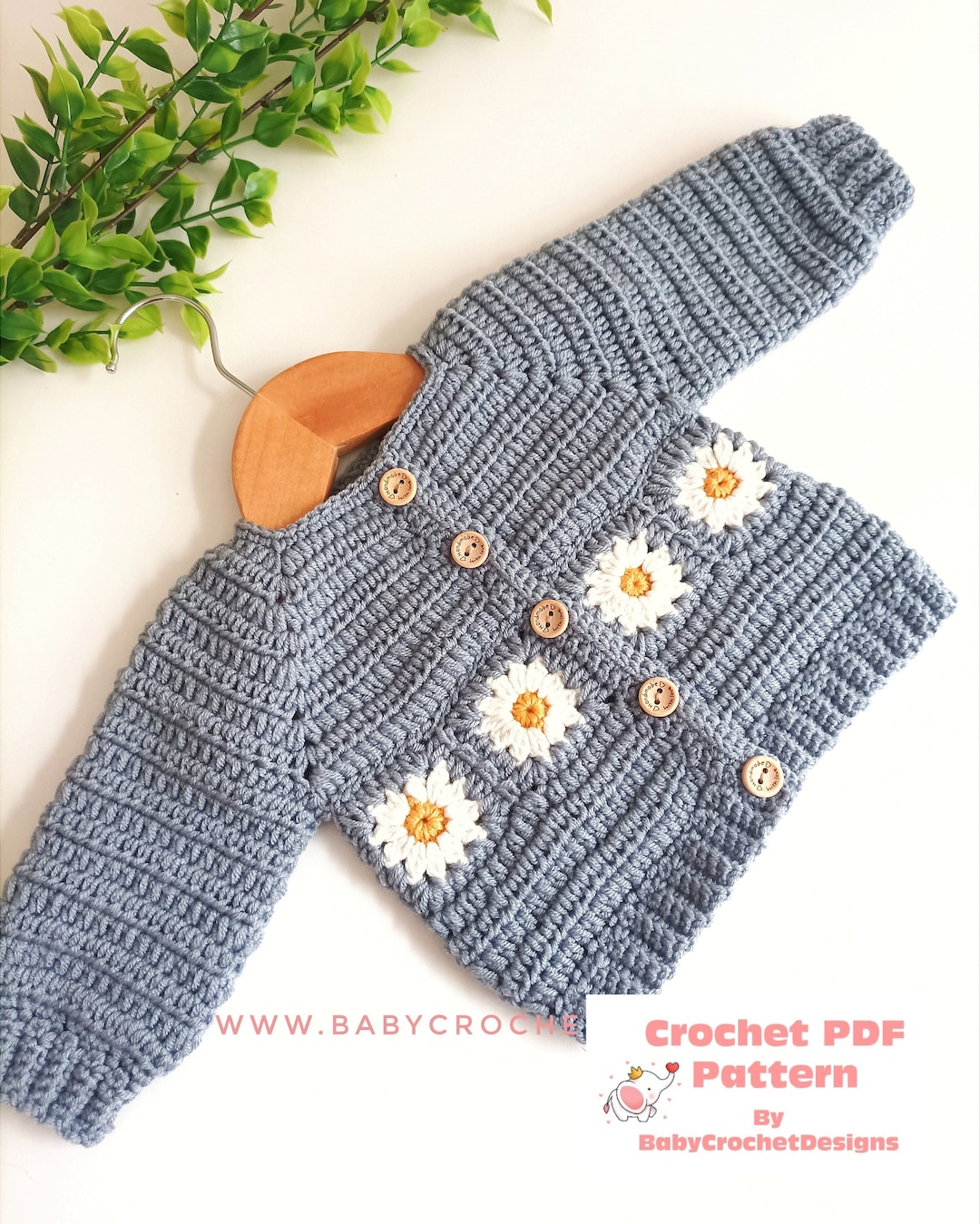Daisy Chain Cardigan Crochet Pattern Sizes Newborn to 10 Years Digital ...