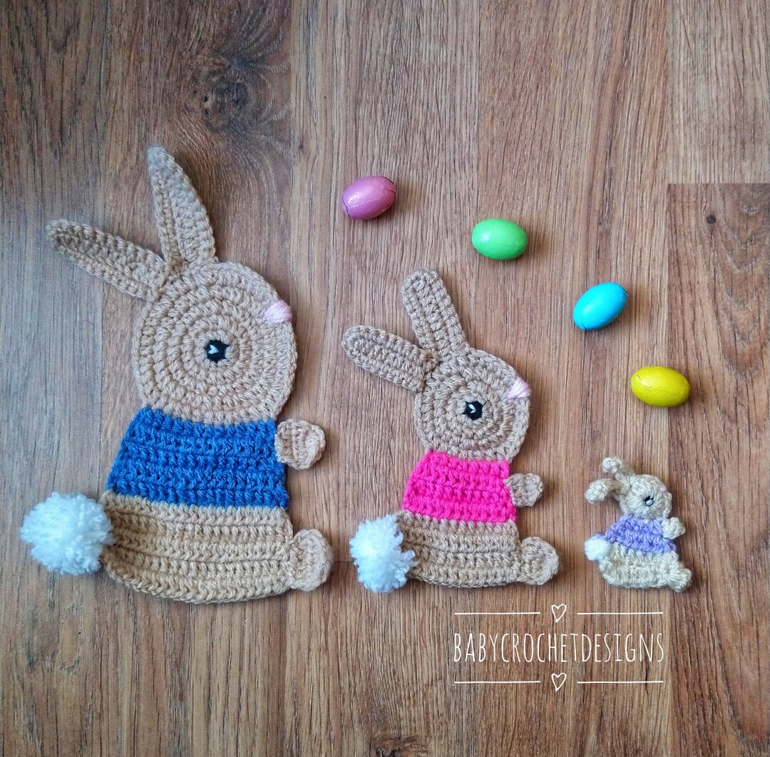 Bunny Applique Crochet Pattern in 3 Sizes Digital Download PDF - Etsy