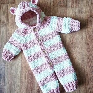 Snowbear Snowsuit Baby Romper One Piece Jumpsuit Crochet Pattern Sizes ...