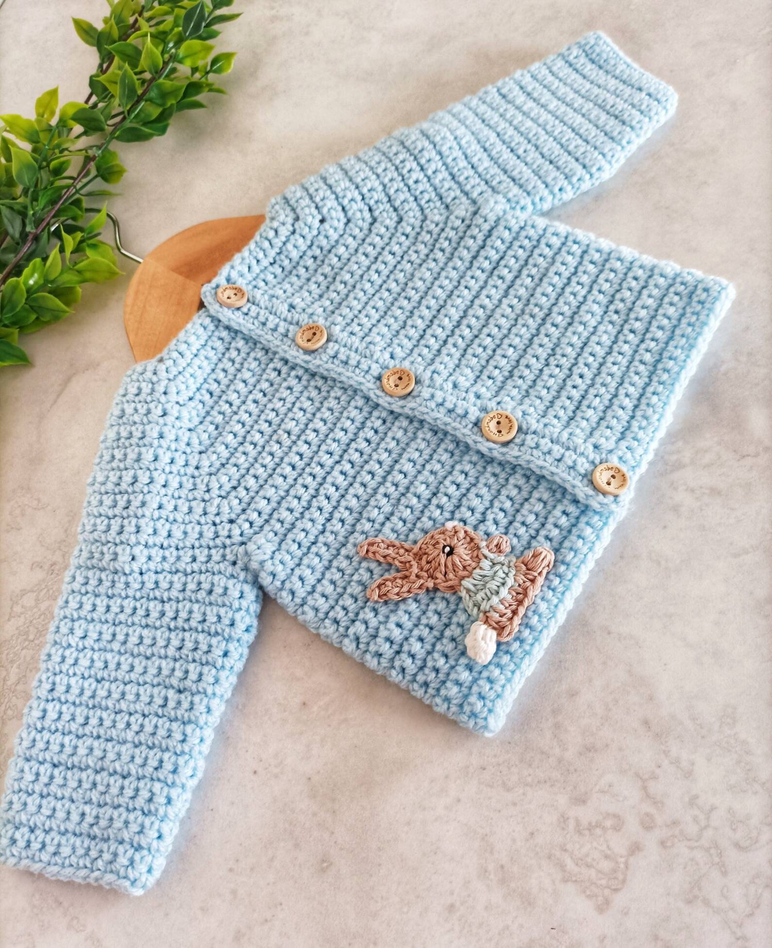 Simple Baby Cardigan Crochet Pattern With Bunny and Rainbow - Etsy