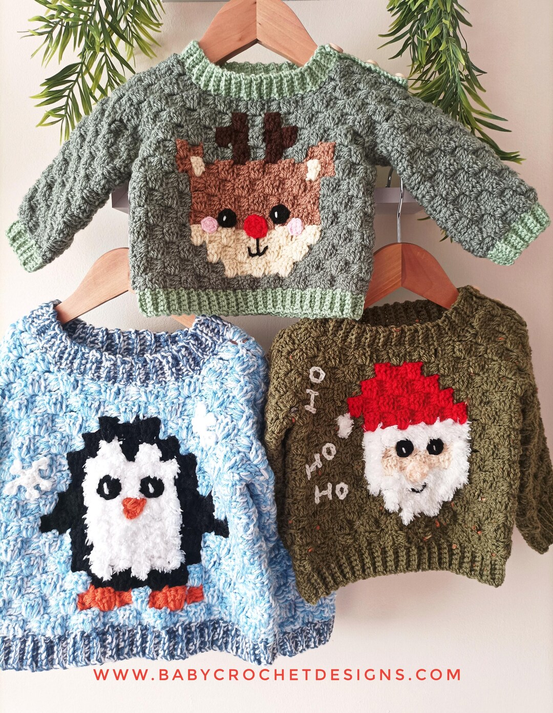 C2C Jumper Christmas 2, 3 in 1 Crochet Pattern Sizes 0-3 Months to 5XL ...