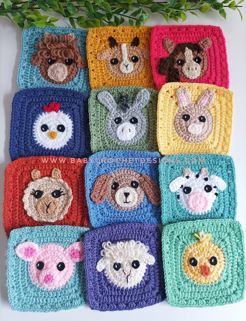 Farmyard Granny Squares Crochet Pattern PDF Digital Download - Etsy UK