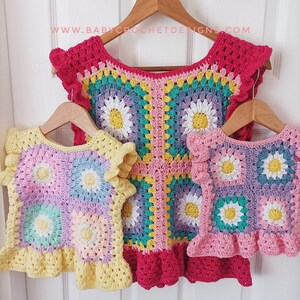Crazy Daisy Peplum Top Sweater Crochet Pattern Sizes 0-3 Months to XL ...