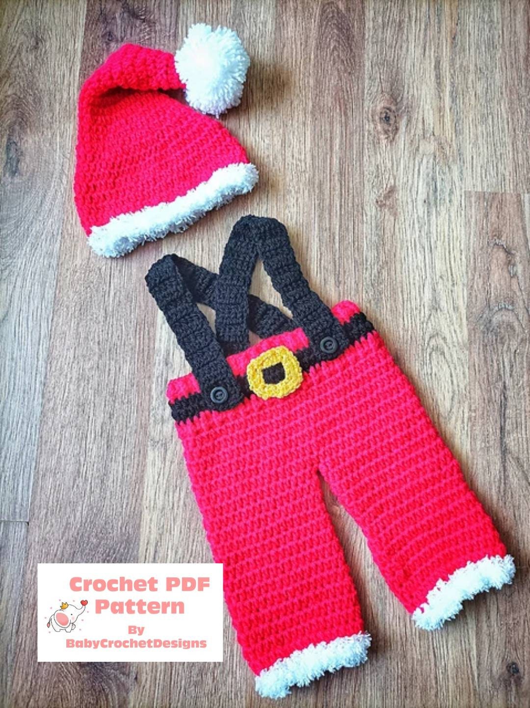 Baby Santa Set Crochet Pattern for Santa Pants and Hat PDF Digital ...