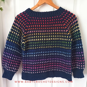 Adult Rainbow Drops Jumper Sizes XS to 2XL Crochet Pattern PDF Digital ...