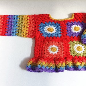 Crazy Daisy Peplum Top Sweater Crochet Pattern Sizes 0-3 Months to XL ...