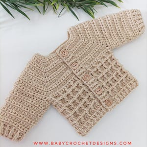 Waffle Jacket Crochet Pattern in Size's Preemie to 10 Years Digital ...