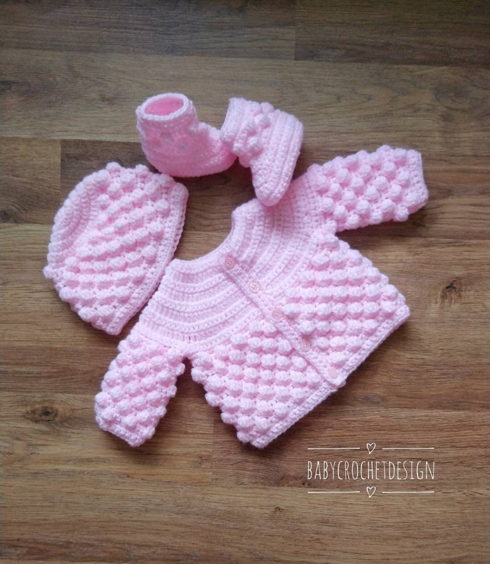 Bobbles Baby Jacket Hat and Boots Set Crochet Pattern in | Etsy